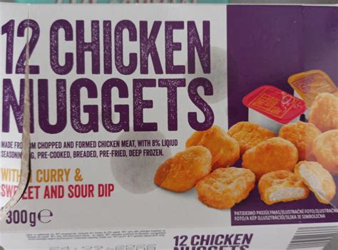 Chicken Nuggets with curry sweet and sour dips Lidl kalorie kJ a nutriční hodnoty