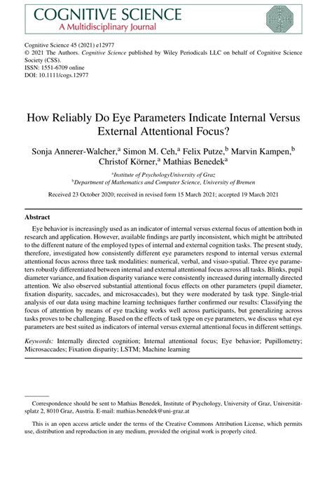 Pdf How Reliably Do Eye Parameters Indicate Internal Versus External Attentional Focus