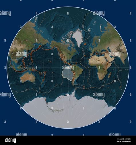 Nazca Tectonic Plate On The Blue Marble Satellite Map In The Lagrange Projection Centered