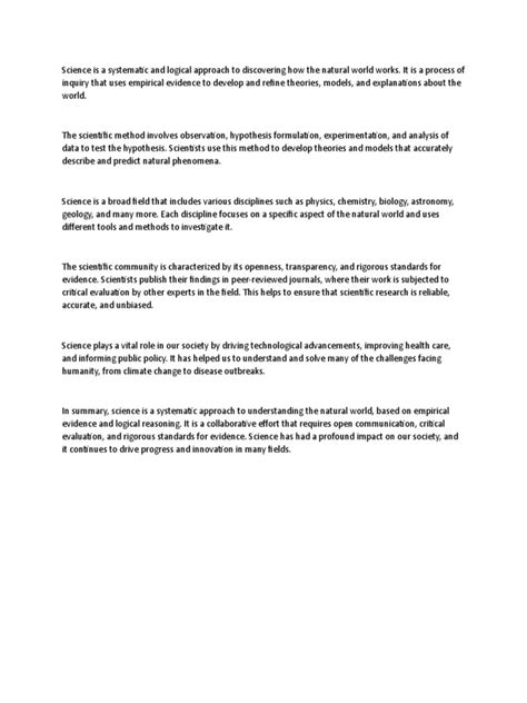 Science Is A Systematic And Logical Approach To Discovering How The Natural World Works Pdf