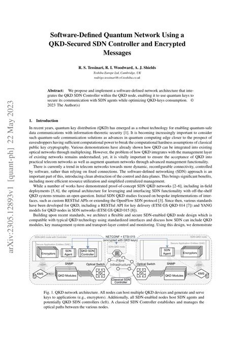 pdf software defined quantum network using a qkd secured sdn