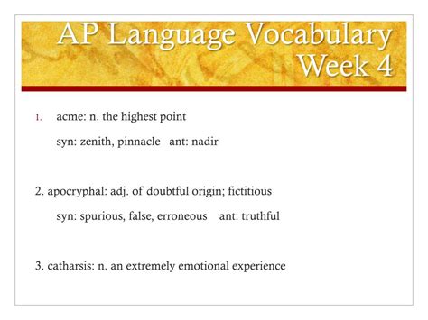 PPT AP Language Vocabulary Week PowerPoint Presentation Free Download ID
