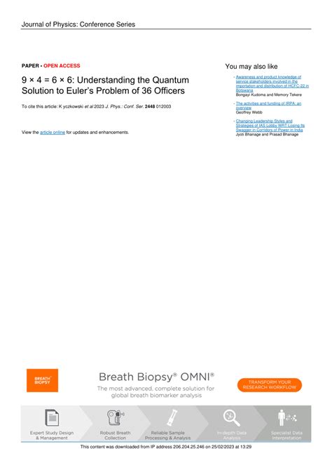 Pdf 9 × 4 6 × 6 Understanding The Quantum Solution To Eulers Problem Of 36 Officers
