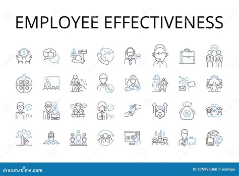 Employee Effectiveness Line Icons Collection Team Productivity Efficient Management Workforce