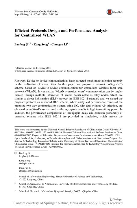 Efficient Protocols Design And Performance Analysis For Centralized Wlan Request Pdf