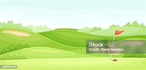 녹색 잔디 구멍과 붉은 깃발 골프 코스 플레이 토너먼트 경쟁 초대 카드 포스터 배너 템플릿 벡터 일러스트레이션 T 셔츠에 대한 스톡 벡터 아트 및 기타 이미지 Istock