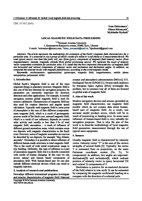Ostroumov Iv Local Magnetic Field Data Processing