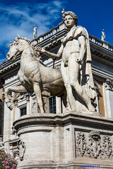 Roma One Of The Dioscuri Ancient Statues That Welcome Visitors As They