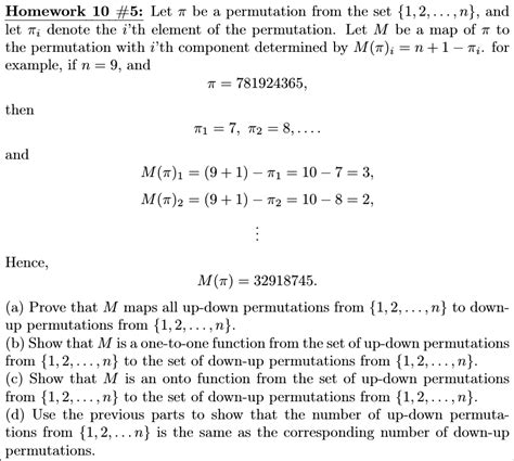 Solved Let Pi Be A Permutation From The Set 1 2 N Chegg Com