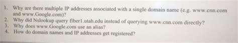 Solved 1 Why Are There Multiple Ip Addresses Associated