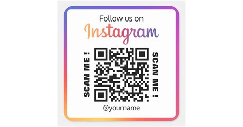 Custom Follow Us On Instagram Social Media Qr Code Square Sticker Zazzle