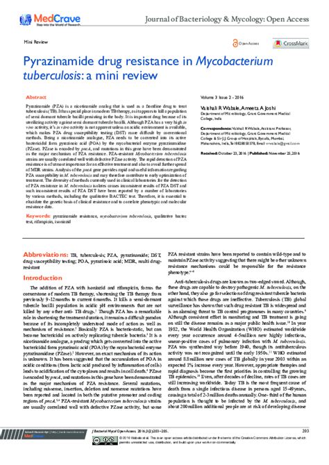 Pdf Pyrazinamide Drug Resistance In Mycobacterium Tuberculosis A