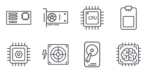 Computer Components Icons Set Computer Components Pack Symbol Vector