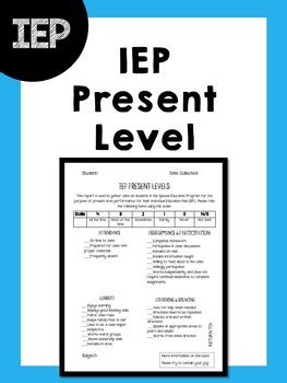 IEP Present Level By Meandering In The Middle TPT