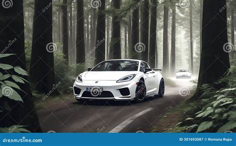 A Future White Race Car With Automatically Adjusting To Performance Ai