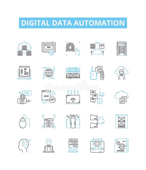 Digital Data Automation Vector Line Icons Set Digital Data