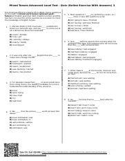 Mixed Tenses Advanced Level Test Quiz Online Exercise With Answers Englishtestsonline