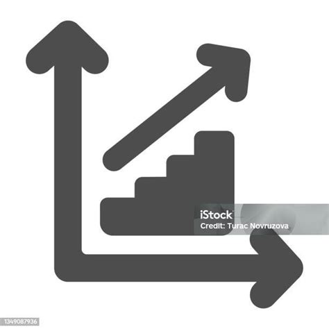계단이 올라가고 화살표 솔리드 아이콘 다이어그램 개념 흰색 배경에 그래프 벡터 기호 모바일 개념 및 웹 디자인을위한 글리프 스타일 아이콘이있는 사다리 성장 차트 벡터 그래픽