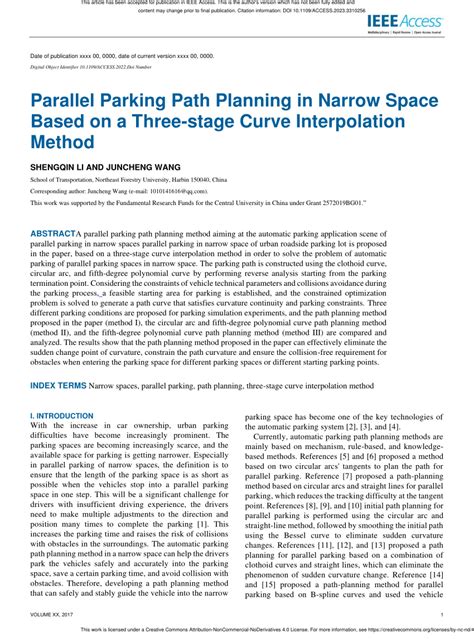 Pdf Parallel Parking Path Planning In Narrow Space Based On A Three