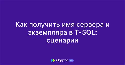 Как получить имя сервера и экземпляра в T Sql сценарии