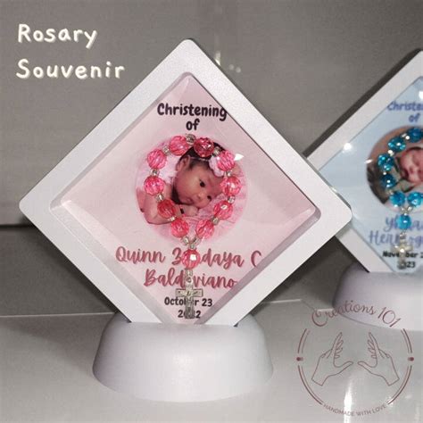 704 Free Layout Customizable Floating Frame Rosary Souvenir For Baptism
