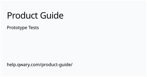 Prototype Tests Product Guide