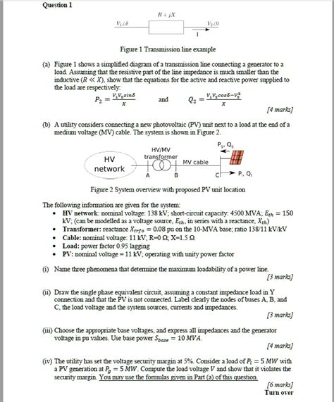 Question 1 Rjx V V0 Figure 1 Transmission Line Example A Figure 1 Shows A Simplified Diagram Of