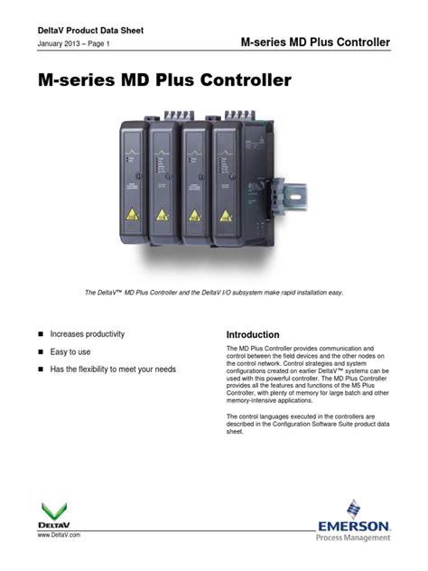 Deltav M Series Md Plus Controller 2013 Pdf Computer Network Inputoutput