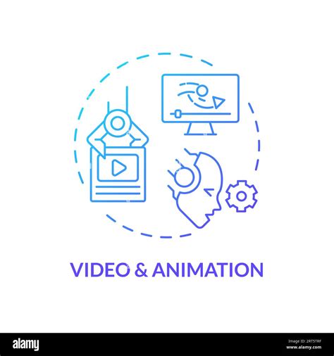2d Gradient Video And Animation Line Icon Concept Stock Vector Image