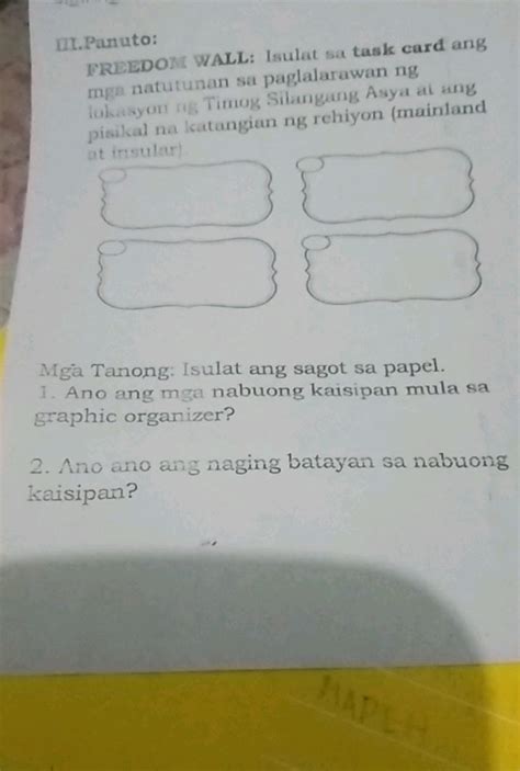II Panuto FREEDONWALL Isulat Sa Task Card Ang StudyX