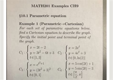 Writing Parametric Equations Given Two Points