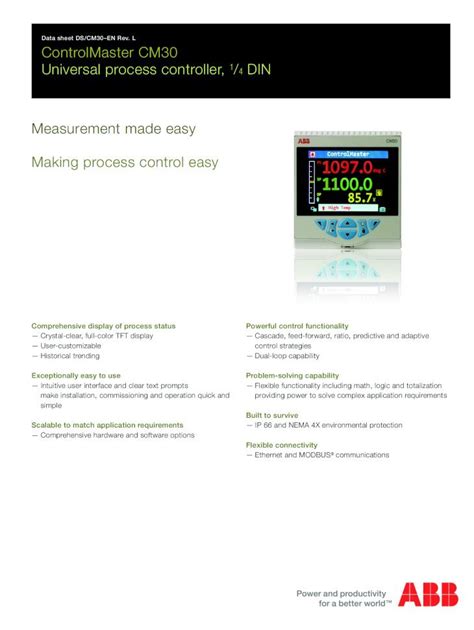 Pdf Controlmaster Cm30 Universal Process Controller 1 Din › Ac01 › 0900766b80fd9121 Pdf · 4