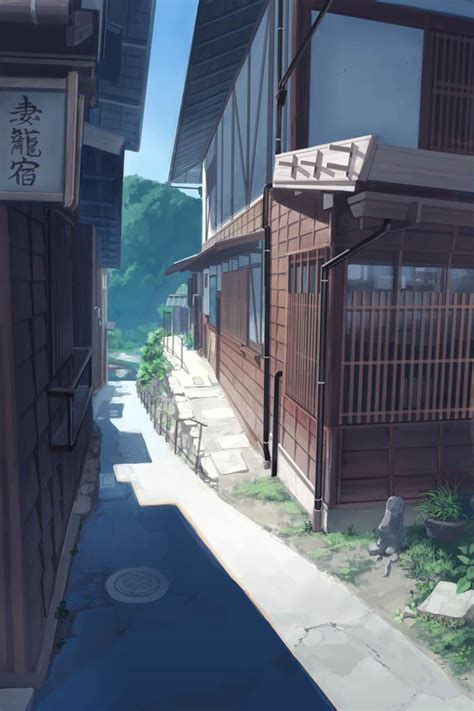 夏の路地 エイチス的Pixiv高清风景插画图片 BoBoPic
