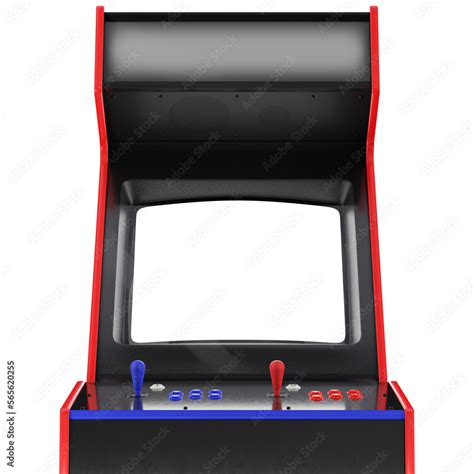Generic Retro Arcade Machine Or Cabinet For Two Players With Blue And