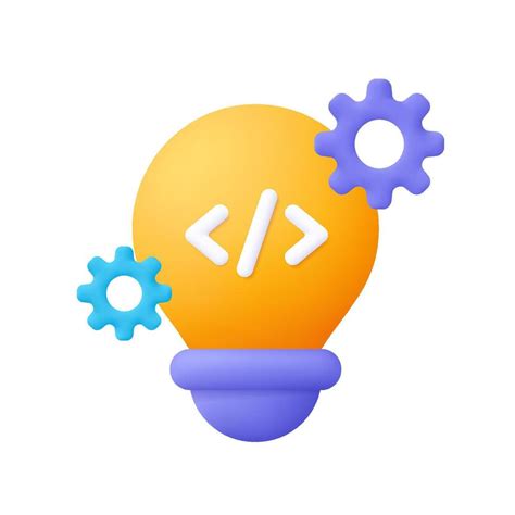 Light Bulb With Coding Sign And Gear Creative Coding And Development