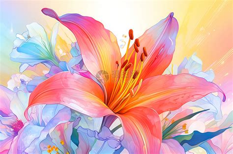 绚丽多彩的百合插画图片下载 正版图片601027008 摄图网