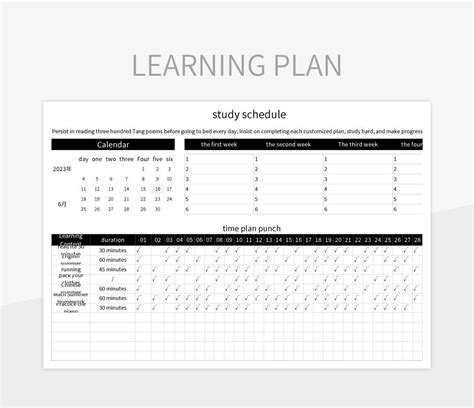 Learning Plan Excel Template And Google Sheets File For Free Download Slidesdocs