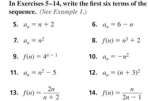 Solved In Exercises Write The First Six Terms Of The Chegg
