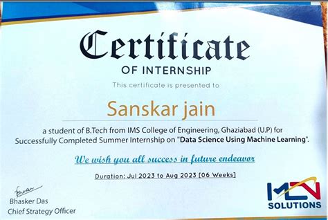 Sanskar Jain On Linkedin Datascience Machinelearning Deeplearning Internshipexperience