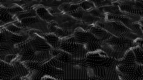 Futuristic Grid Wave Of White Halftone Digital Dots Data Smooth Seamless Animation On Dark With