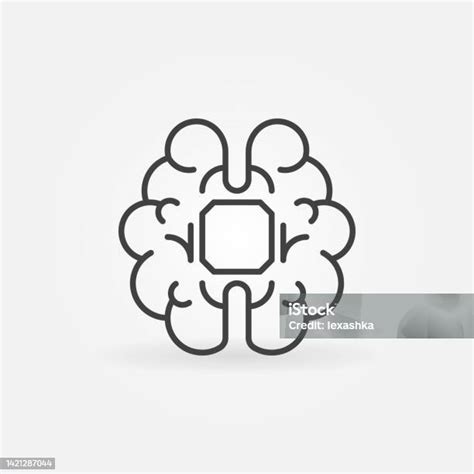 칩 벡터 선형 아이콘이있는 인간의 두뇌 Ai 사이버 브레인 기호 Cpu에 대한 스톡 벡터 아트 및 기타 이미지 Cpu 개념 공부 Istock