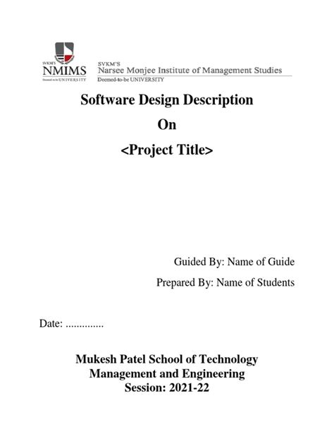 Software Design Description Sdd Report Template Pdf System Use Case