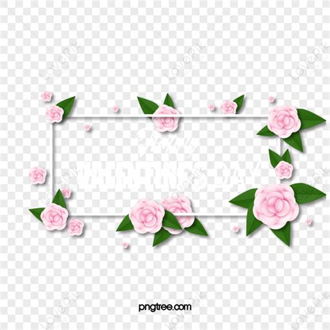 핑크 장미 꽃 일러스트 발렌타인 테두리텍스처 꽃화훼 Png 일러스트 무료 다운로드 Lovepik