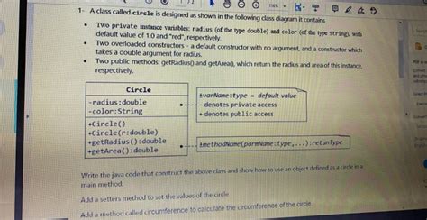 Solved 116 1 A Class Called Circle Is Designed As Shown