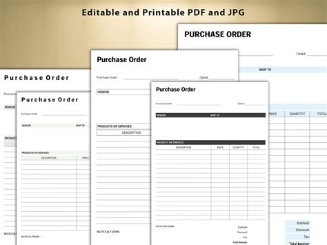 Editable Purchase Order Template Editable Purchase Template Invoice Form Order Form Order