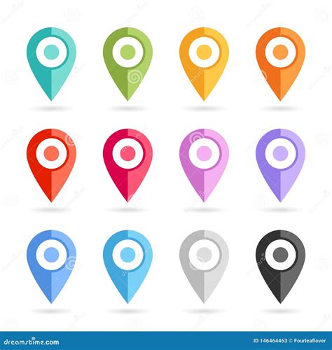 Set Of Multi Colored Map Pointers Stock Vector Illustration Of