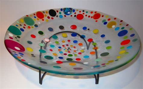 Spiral Dots Fused Glass Bowl