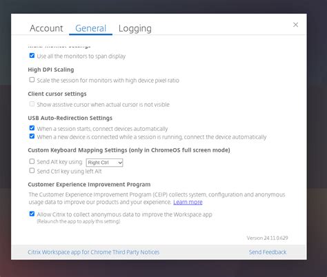 Customer Experience Improvement Program Ceip Citrix Workspace App For Chromeos