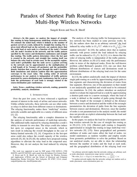 Pdf Paradox Of Shortest Path Routing For Large Multi Hop Wireless Networks