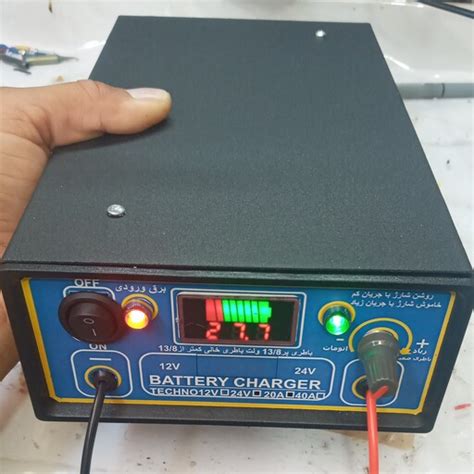 خرید و قیمت شارژر باطری ماشین سنگین 2 باطری 12 ولت شارژر باتری خودرو 40